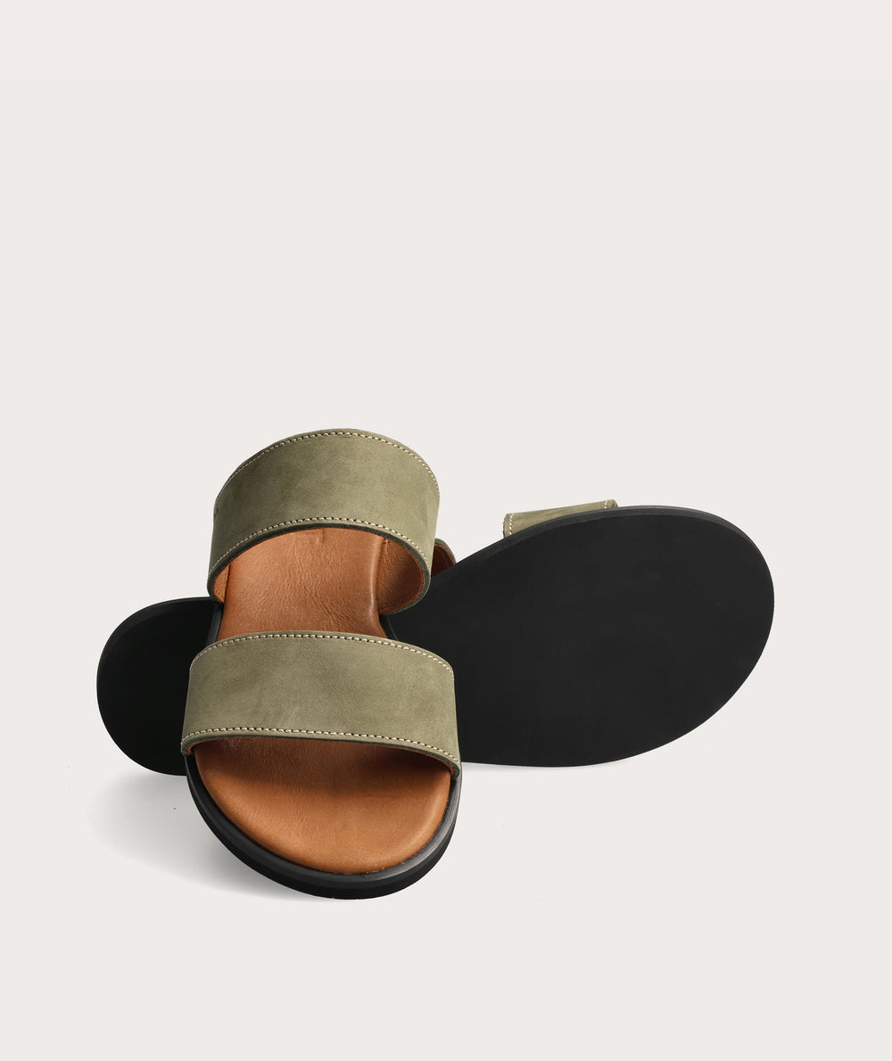 Double Strap Slide - Olive | Womens Shoes | FOM SA