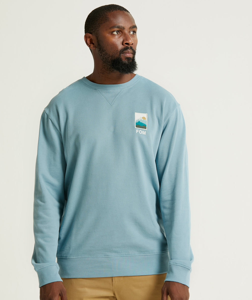 Mens Crew Neck Embroidery Sweatshirt - Sea Breeze | Winter clothing ...