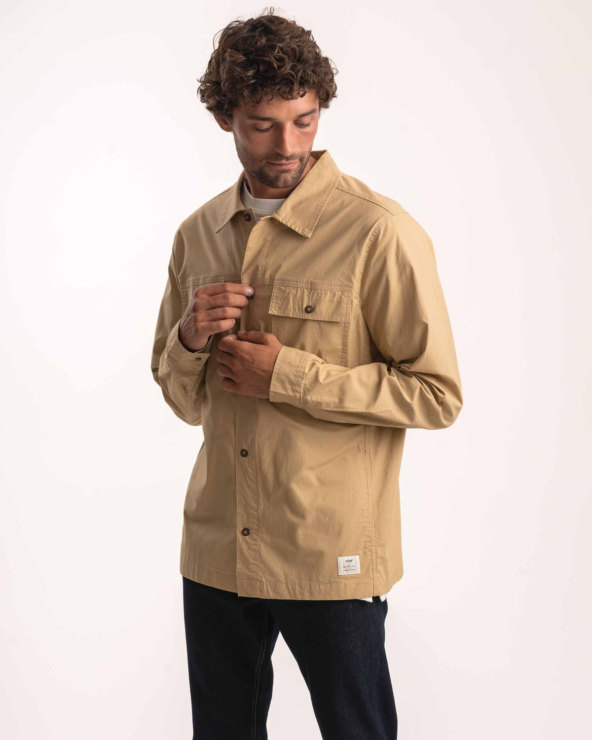 Mens Ripstop Lightweight Shacket - Stone | Tops | FOM SA