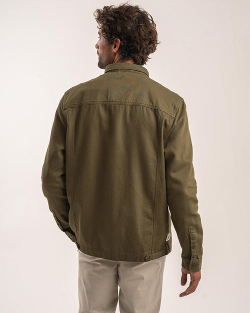 Mens Cotton Canvas Shacket - Dark Olive | Tops | FOM SA