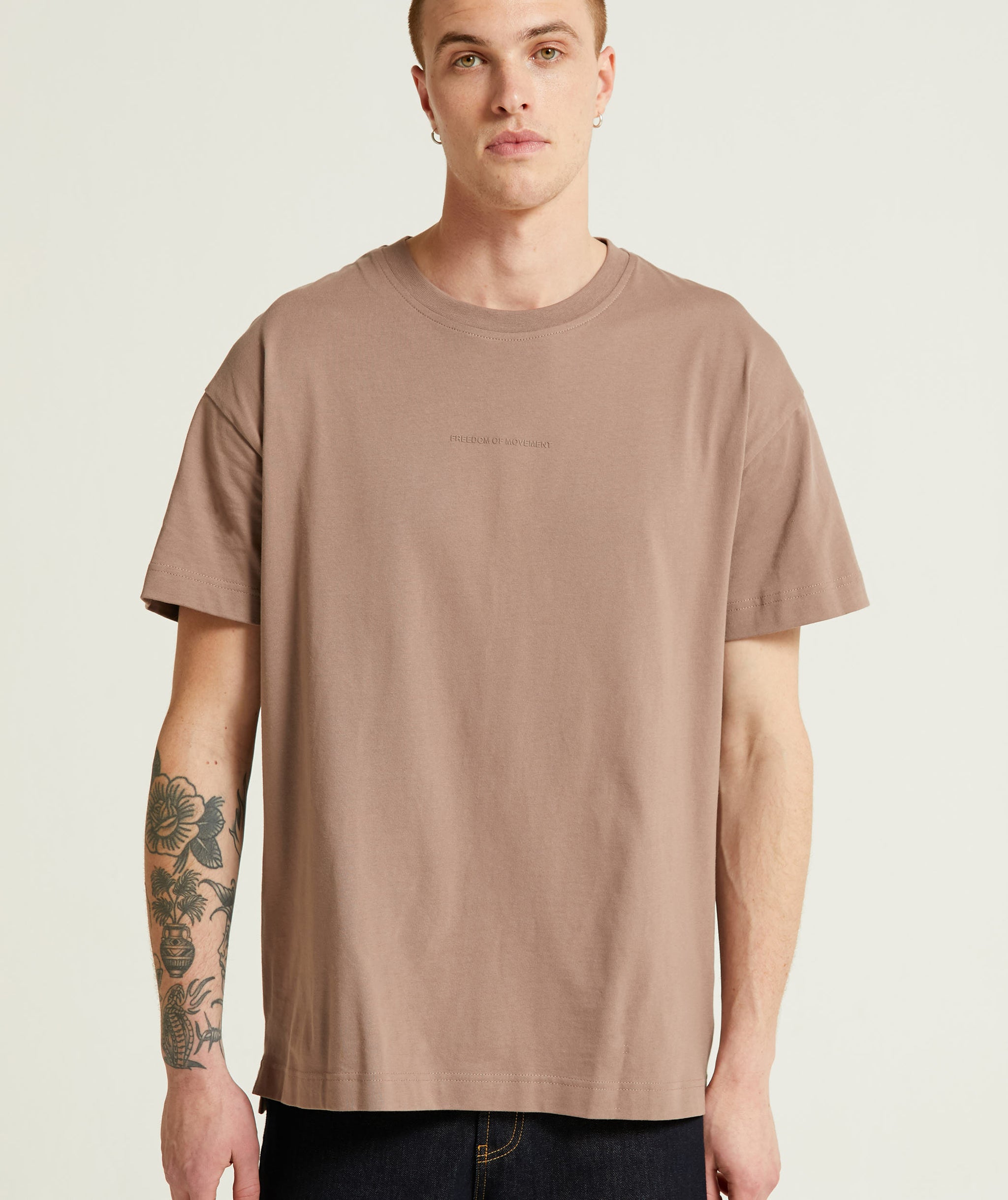 Mens Relaxed Dropped Shoulder Tee - Mocha