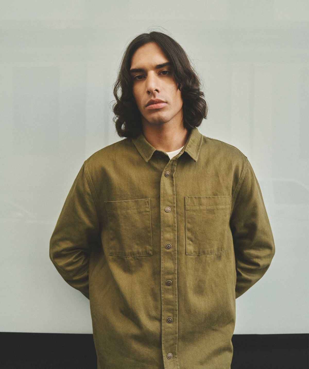 Mens Cotton Canvas Shacket - Dark Olive | Tops | FOM SA